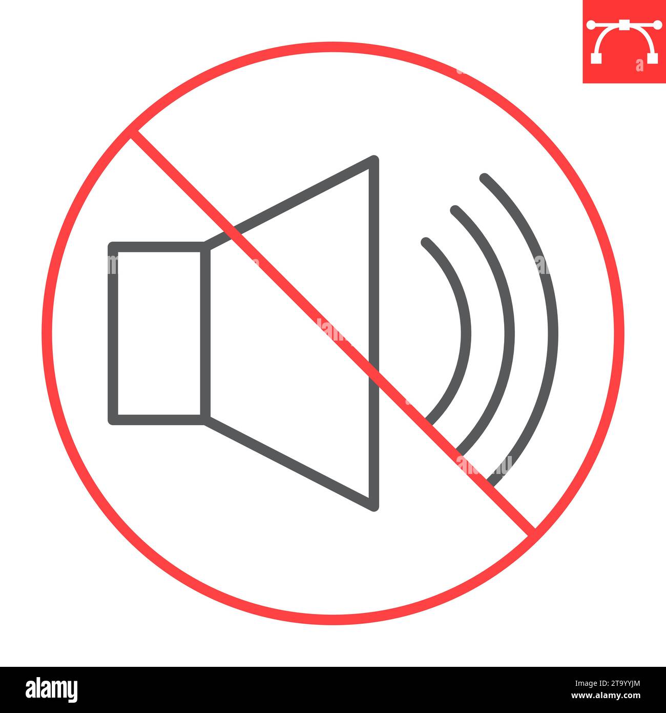 No sound line icon, prohibition and forbidden, sound off sign, vector ...