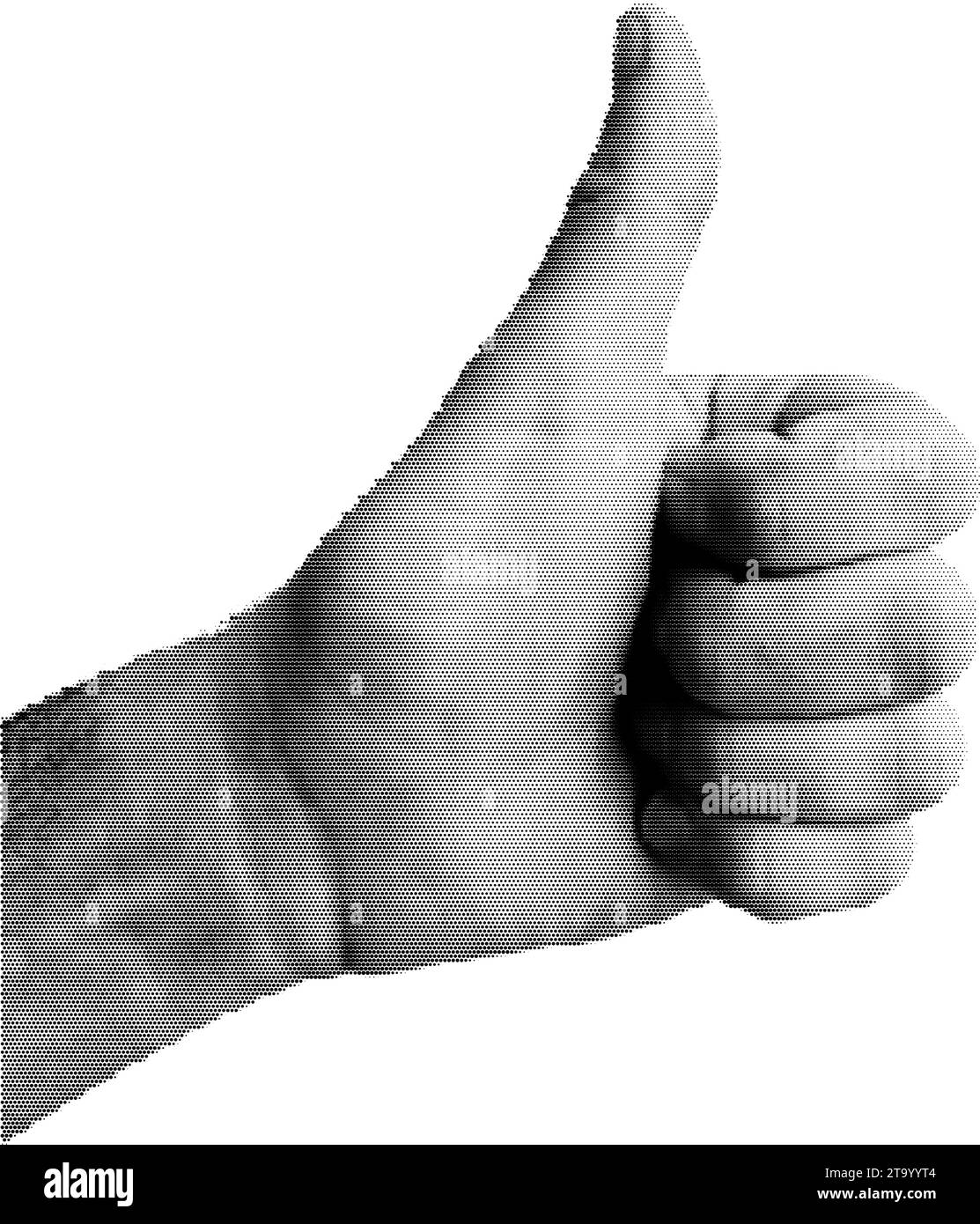 Halftone dotted hand showing like for trendy y2k retro collage. Vector ...