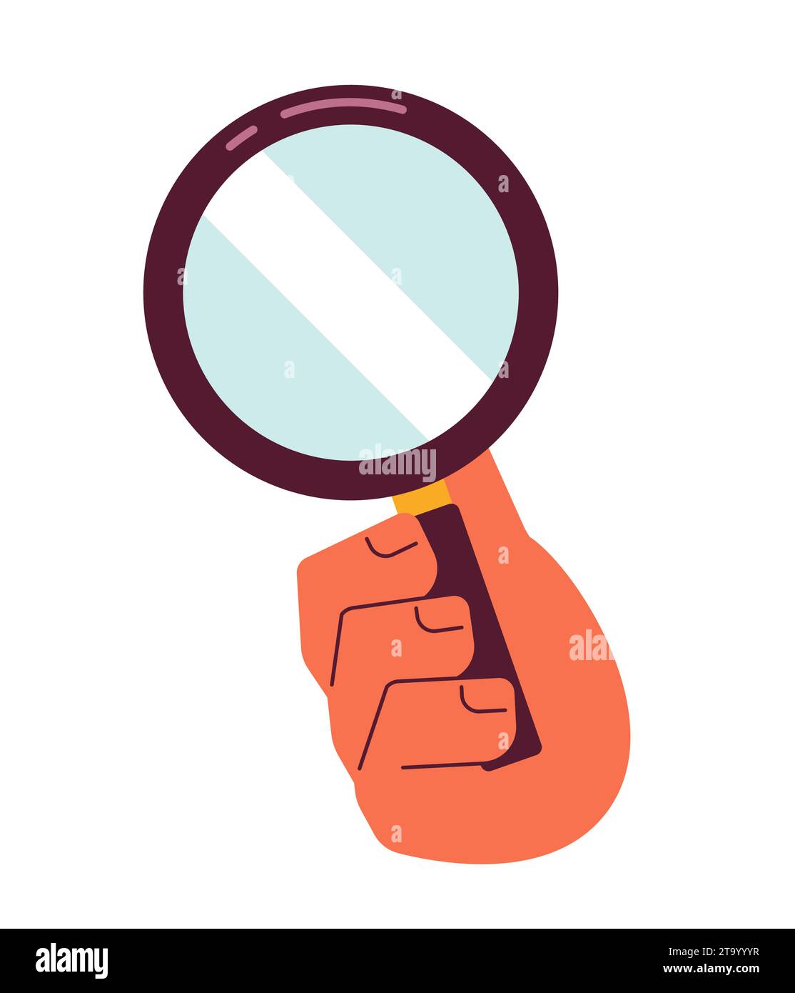 Magnifier holding cartoon character hand illustration Stock Vector ...