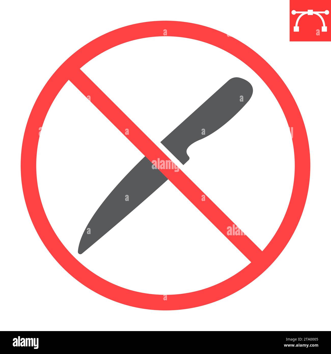No knife glyph icon, prohibition and forbidden, no weapon sign, vector ...