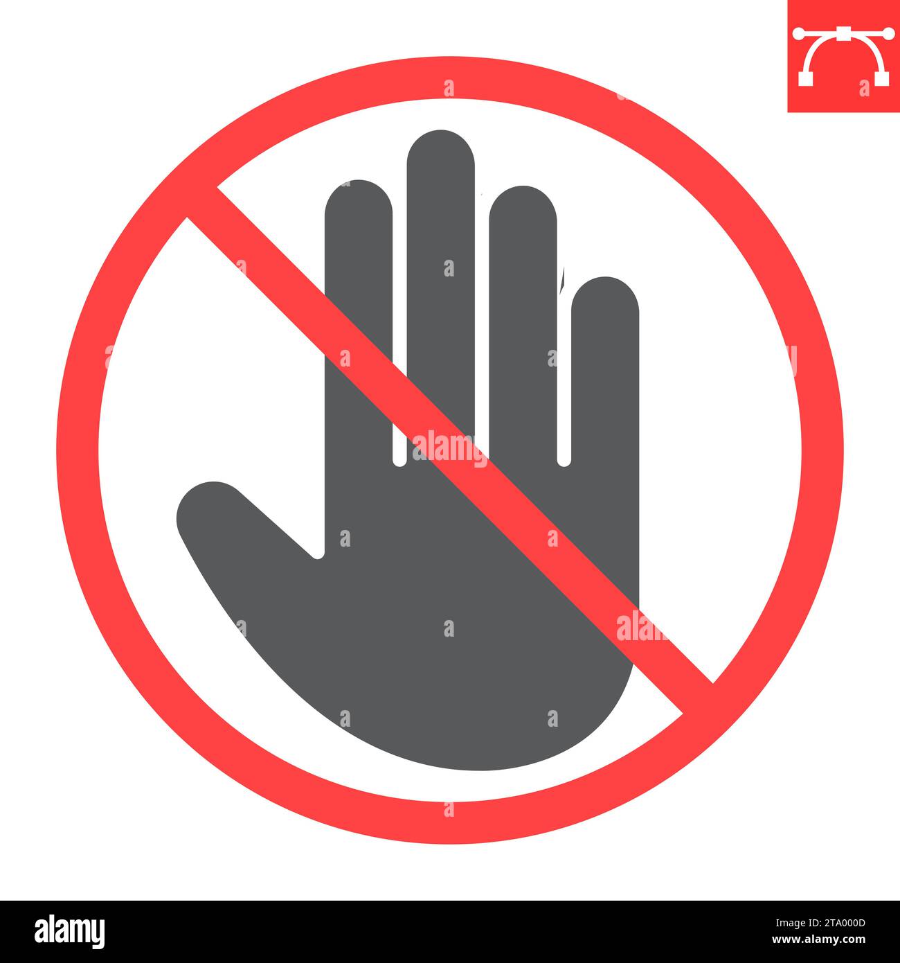 Do not touch glyph icon, prohibition and forbidden, don't touch sign ...