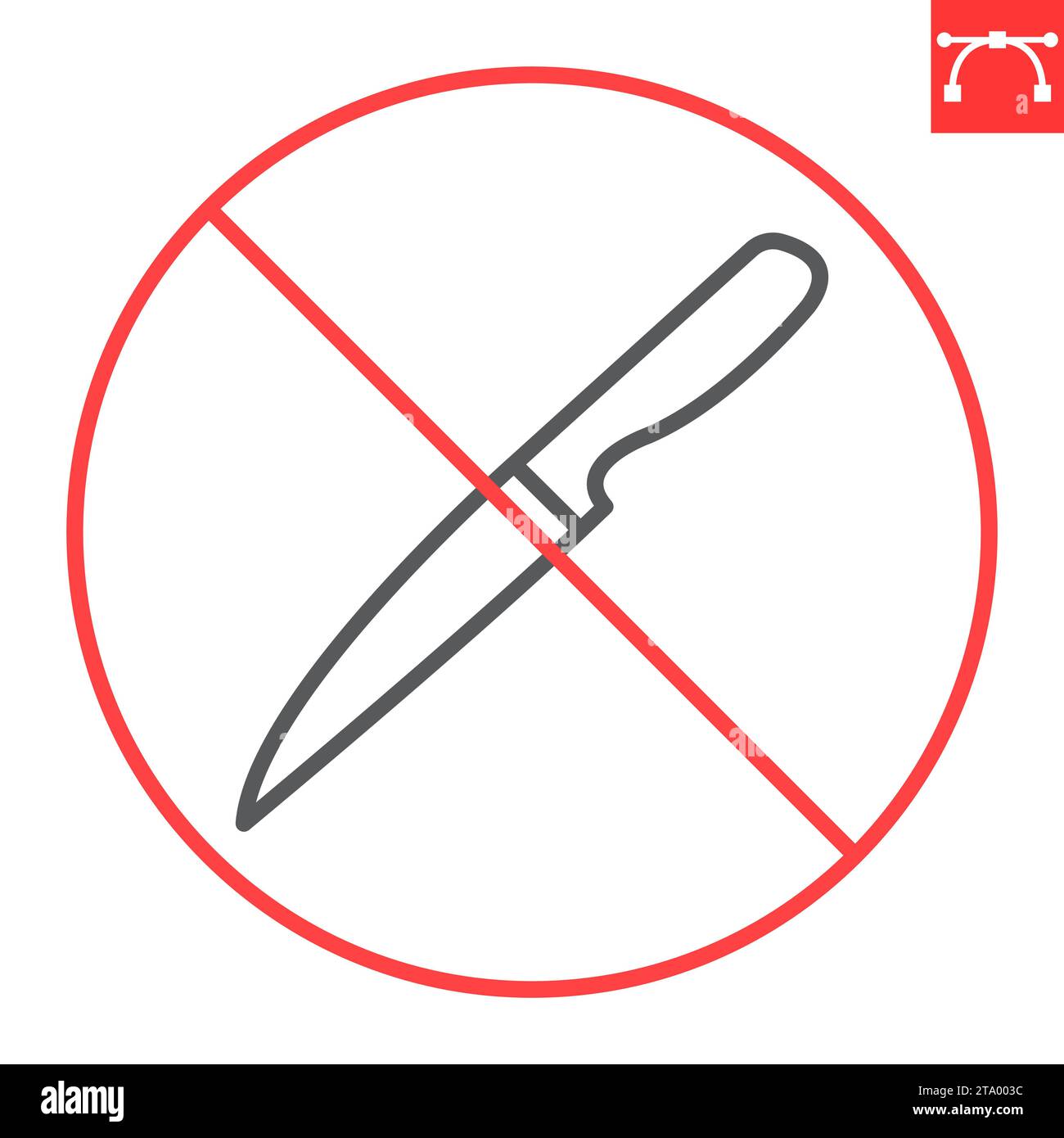 No knife line icon, prohibition and forbidden, no weapon sign, vector ...