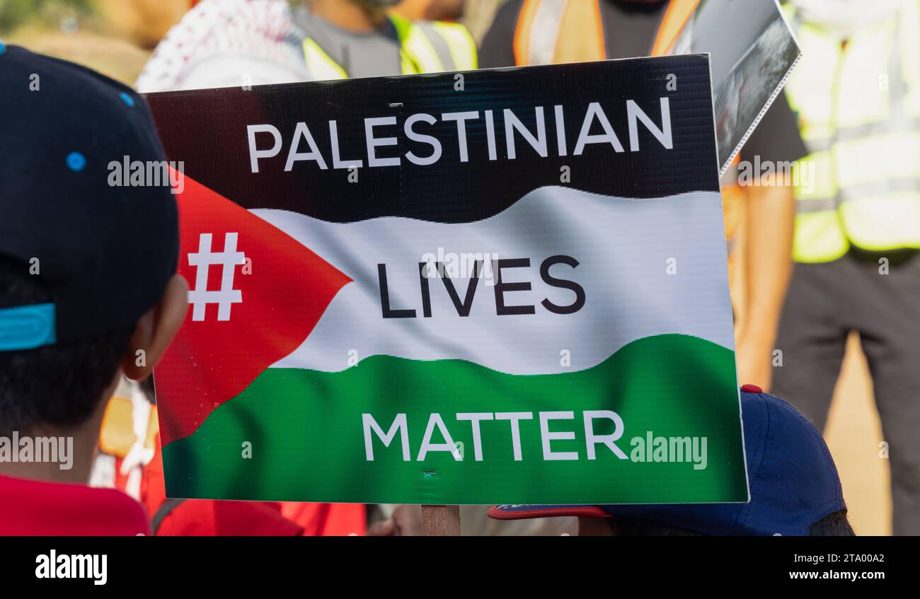 Gaborone , Botswana 24.11.2023, march banner for Palestinian lives ...