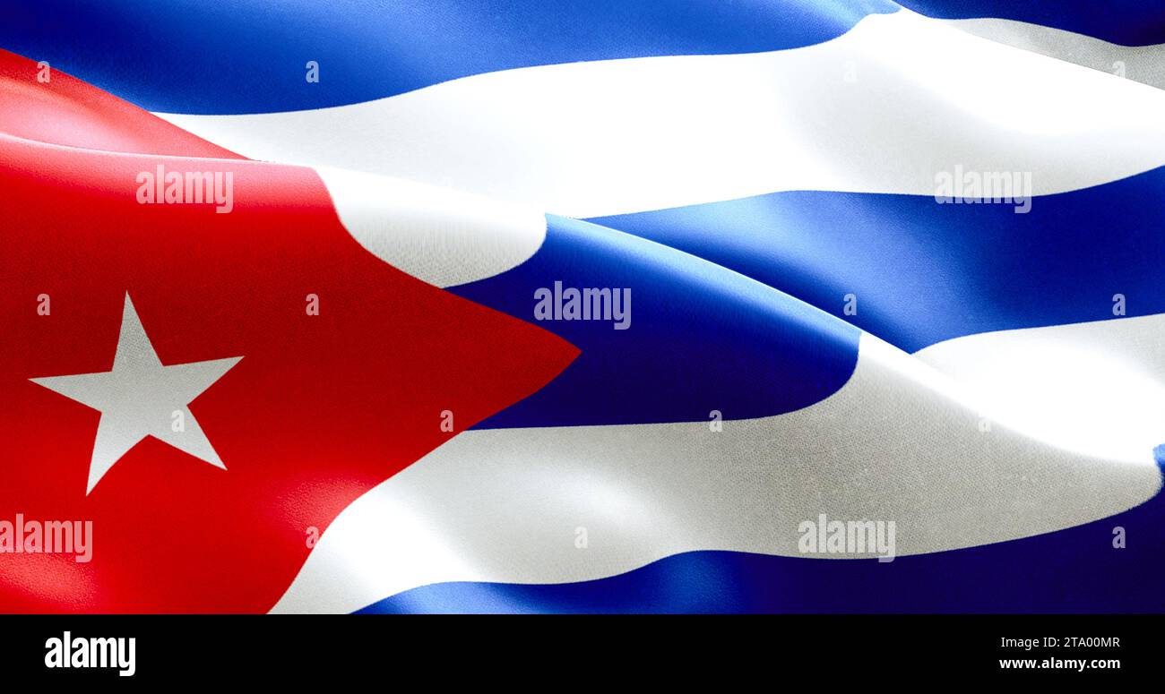 waving fabric texture of the flag of cuba, real texture color red blue ...