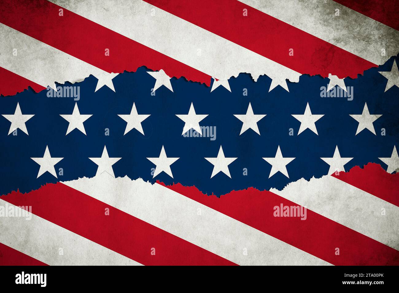 background of grunge ripped paper American USA flag pattern, torn paper ...