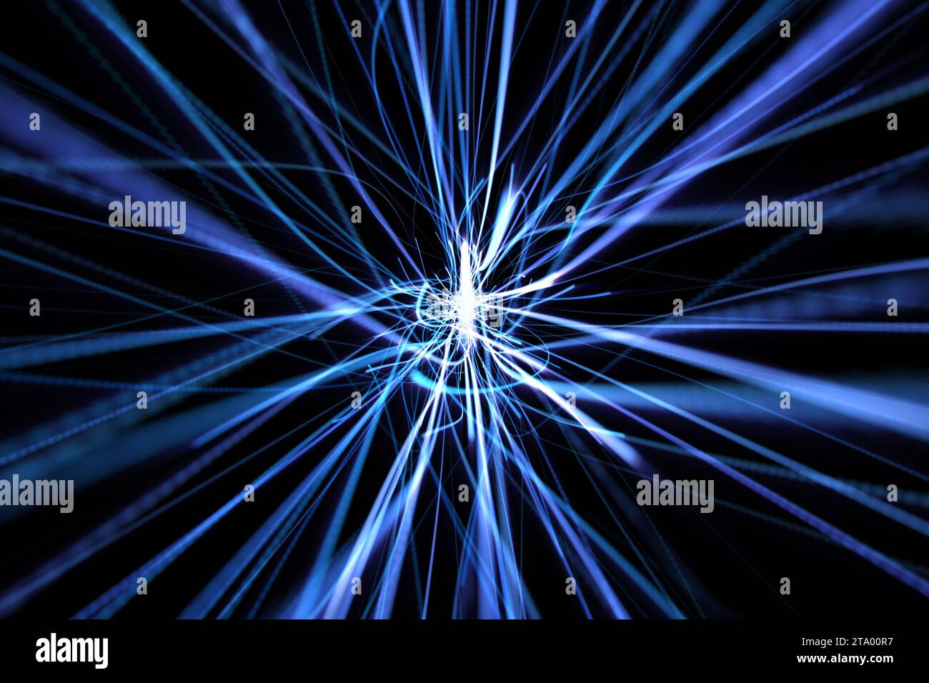 blue dynamic modern abstract wave energy streaks on black background ...
