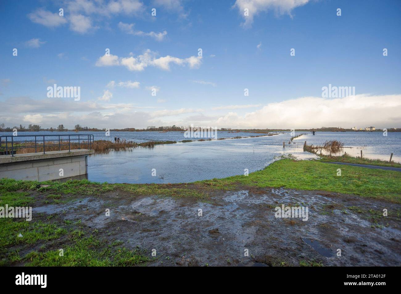 Flooded area, due to heavy rain and wind factor, leaves fields ...