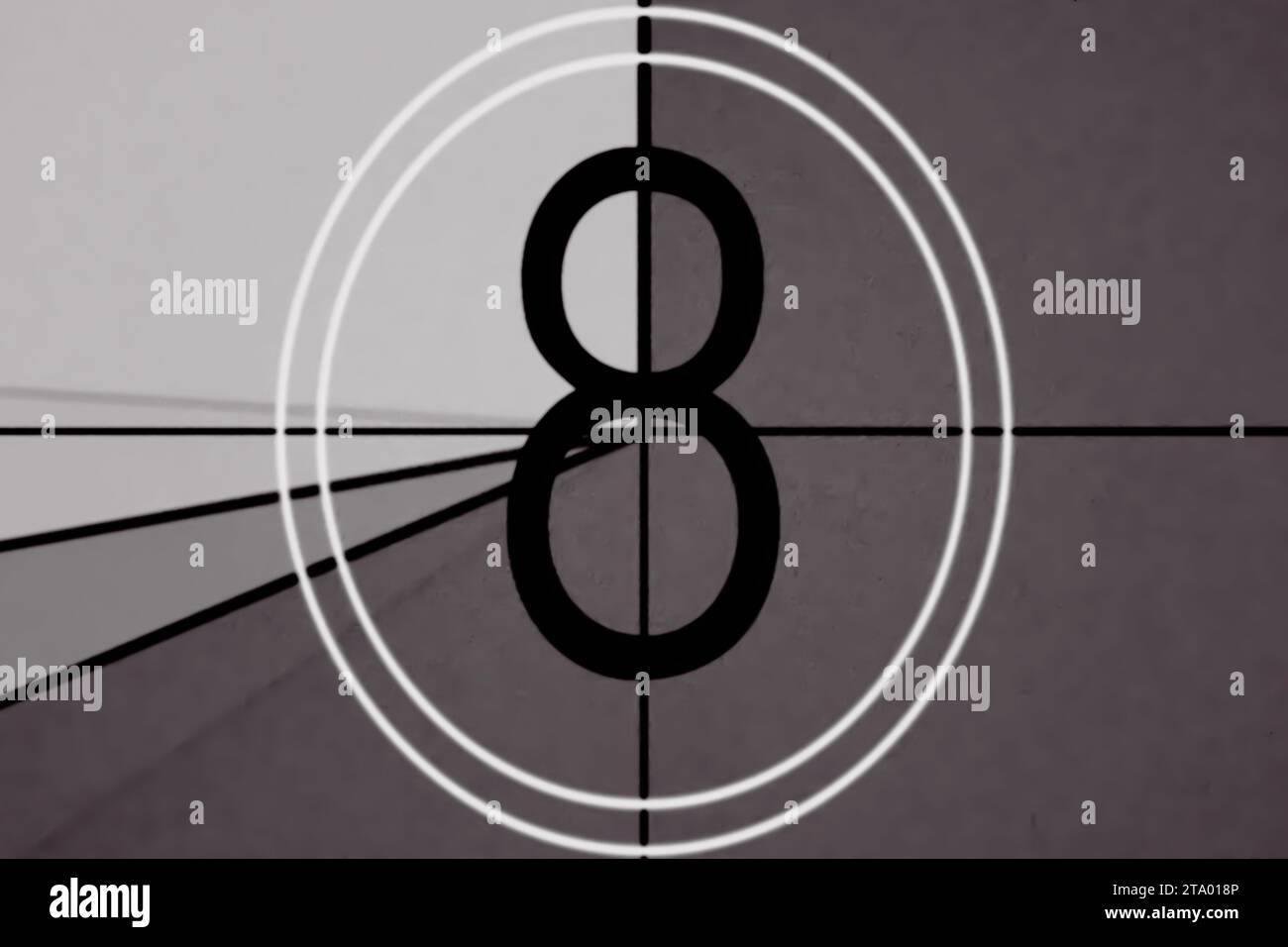 universal film leader, symbol counting down from 8, with chroma key ...