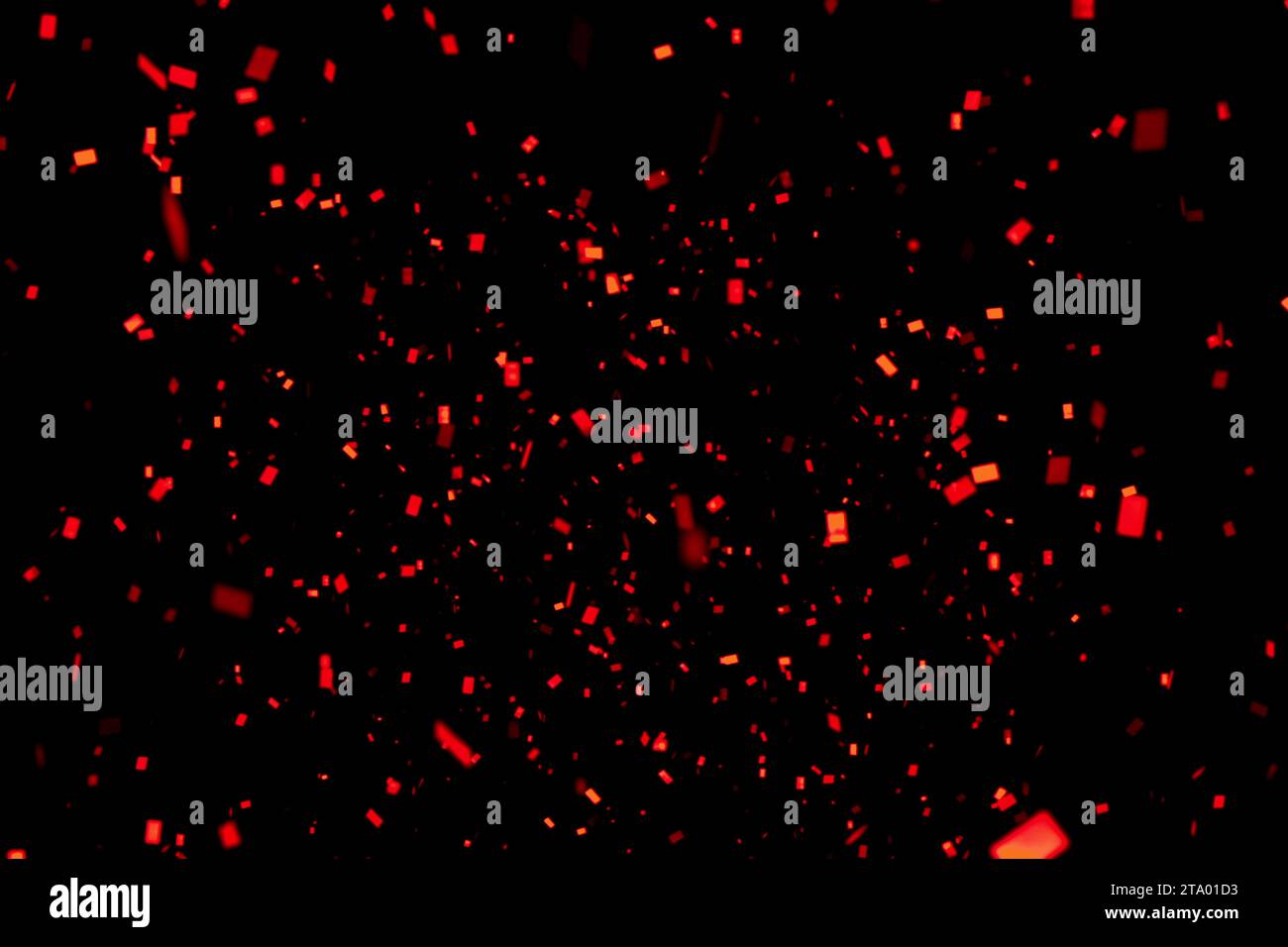 falling christmas red sparkle glitter foil confetti, on black ...