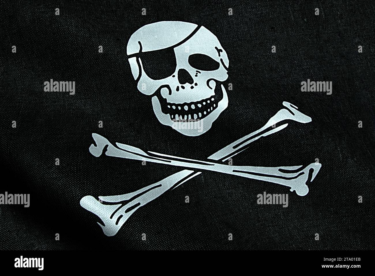 fabric texture of the pirate flag waving in wind, calico jack pirate ...