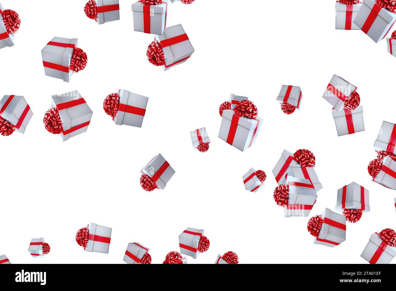 falling christmas gift boxes on white background, holiday festive event ...