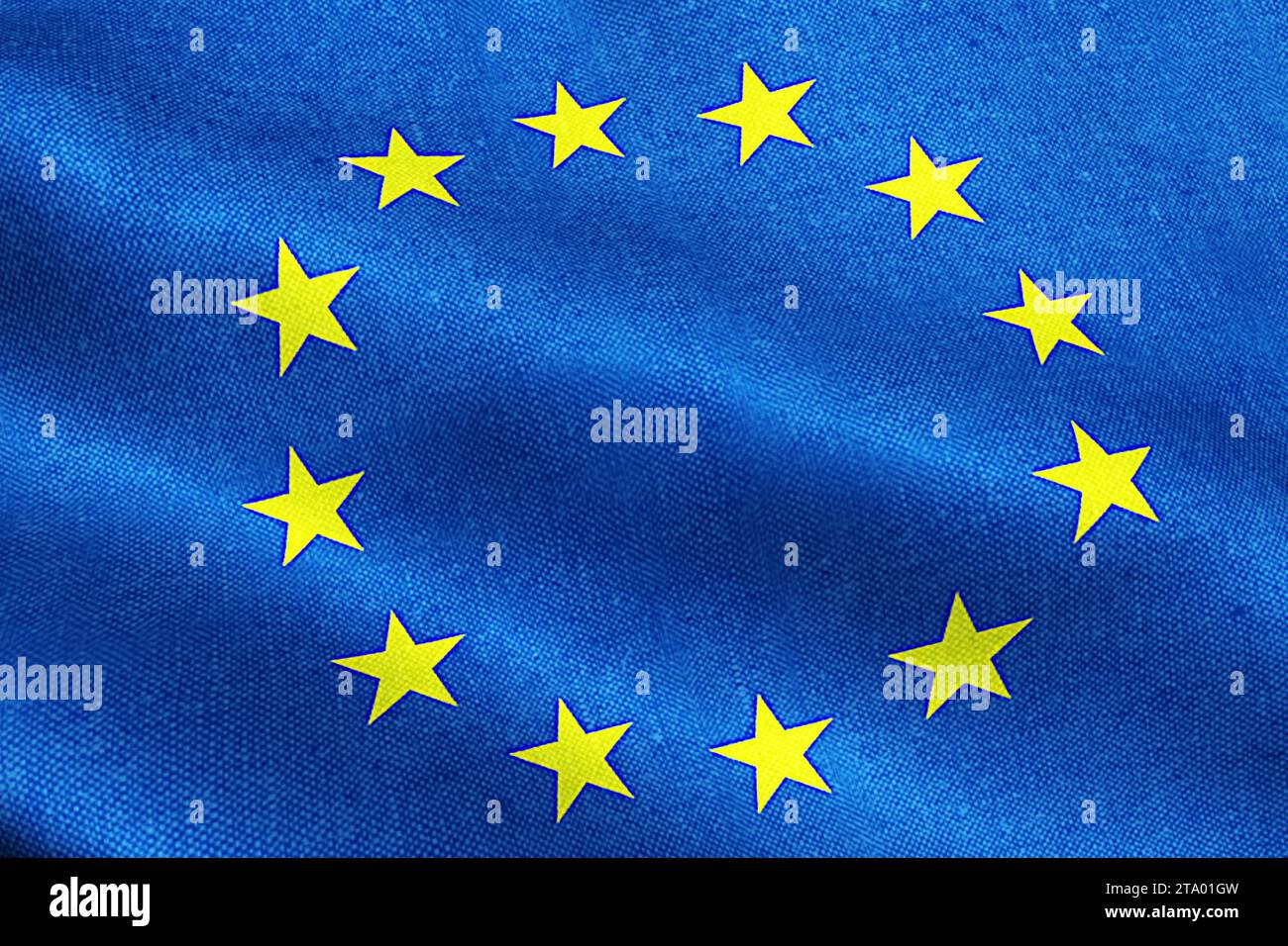 EU flag, euro flag, flag of european union waving, yellow star on blue ...