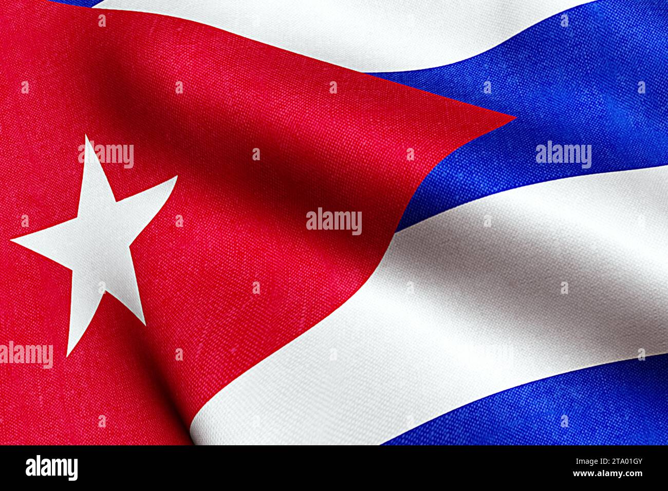 waving fabric texture of the flag of cuba, real texture color red blue ...