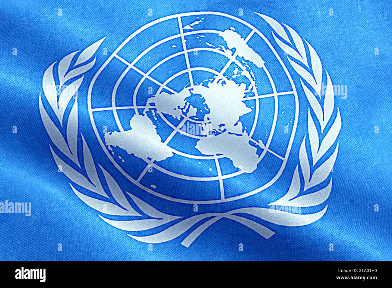 ROME, Italy - October 24, 2016: UN Day, close-up of waving fabric ...