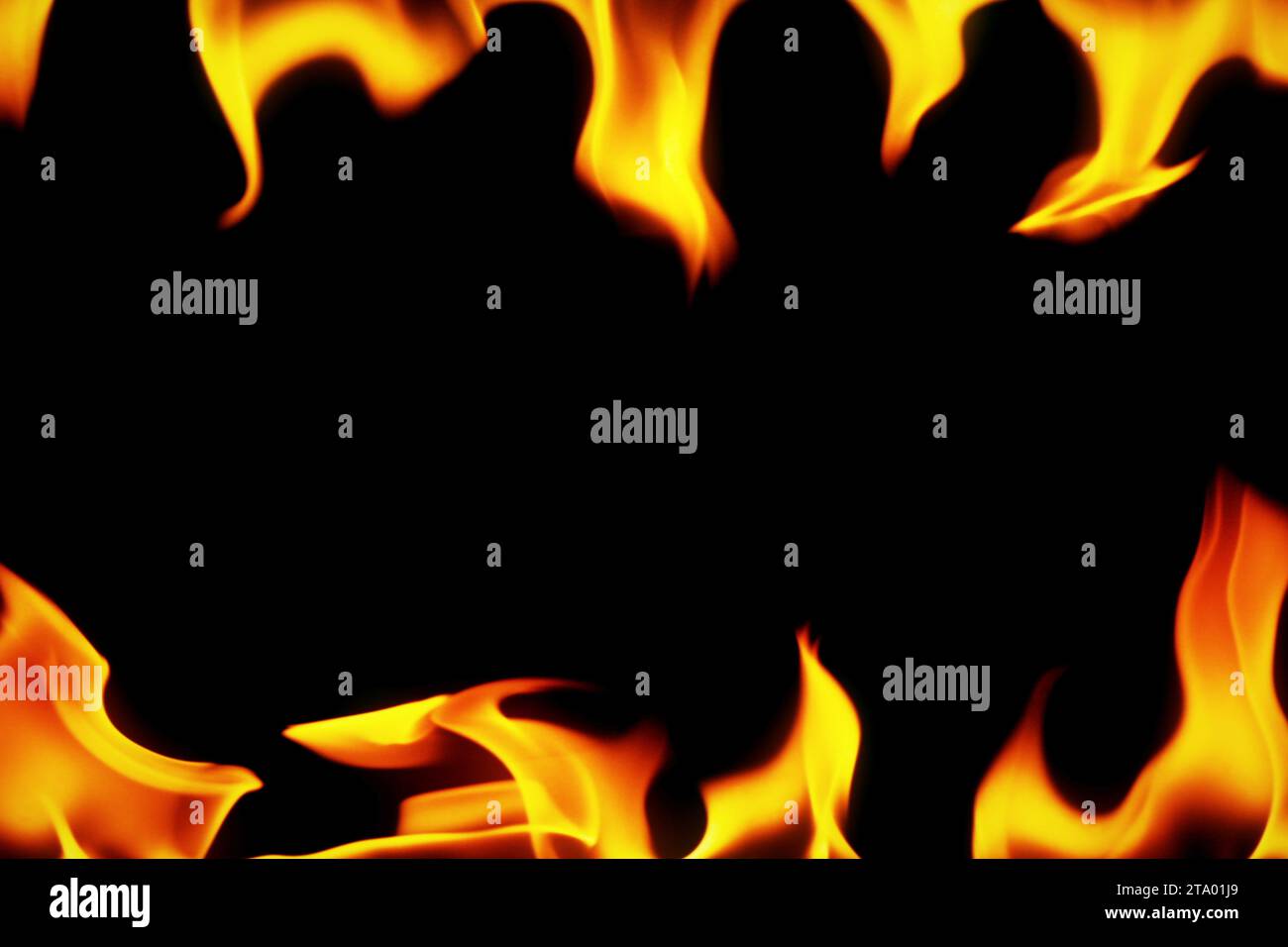 frame of real fire flames burn on black background Stock Photo - Alamy