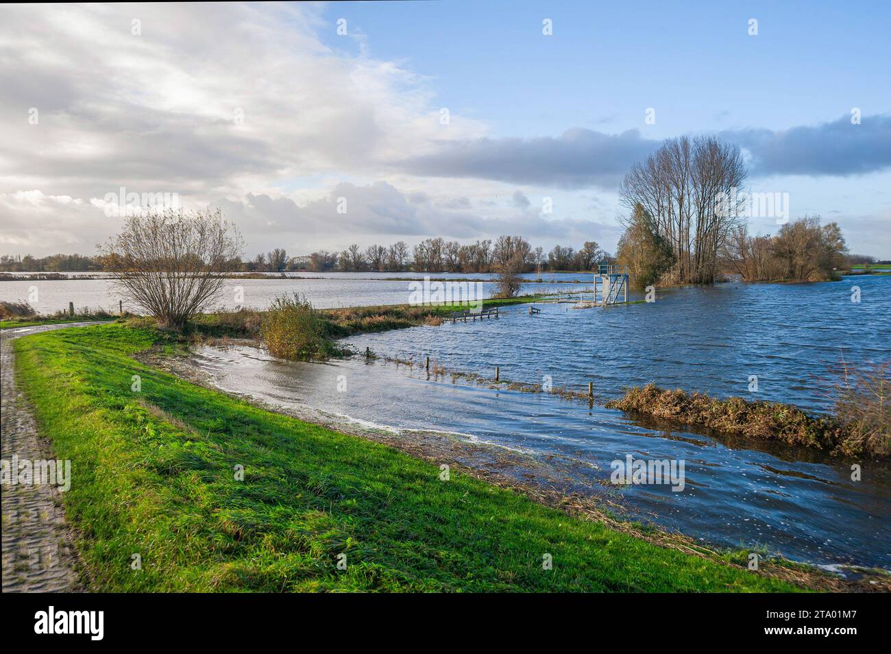 Netherlands. 25th Nov, 2023. Flooded area, due to heavy rain and wind ...