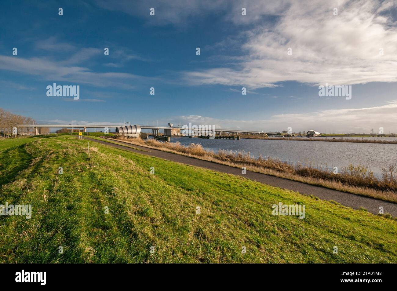 Netherlands. 25th Nov, 2023. Bellows weir inflatable flood barrier, has ...