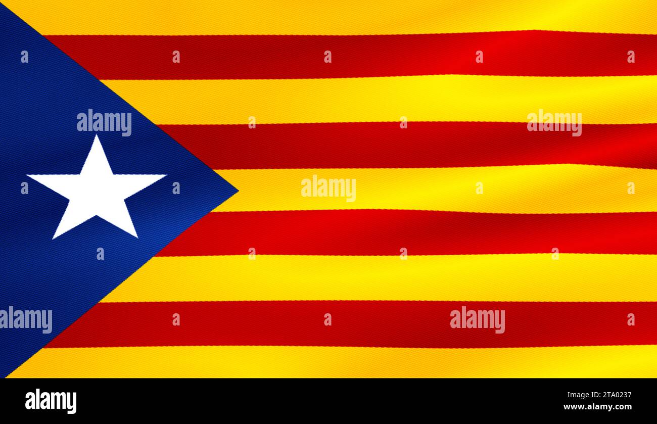 flag of catalonia yellow and red strip with star waving texture fabric ...