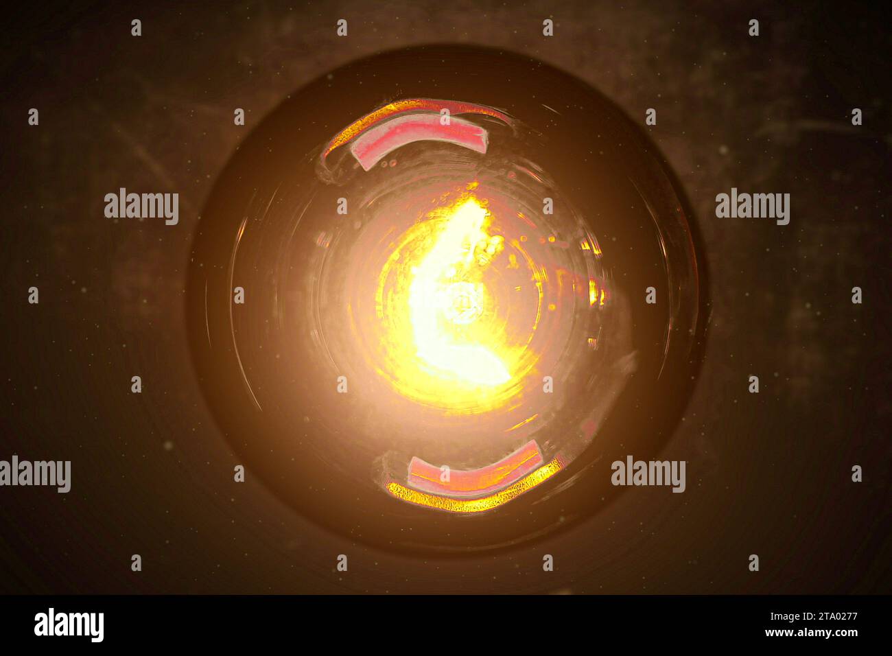 retro vintage light bulb with tungsten technology built-in on warm ...