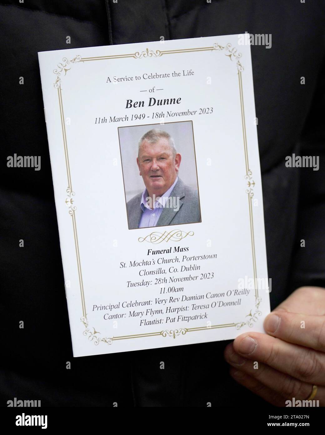 An Order of Service for the funeral Mass of Ben Dunne at St Mochta's ...