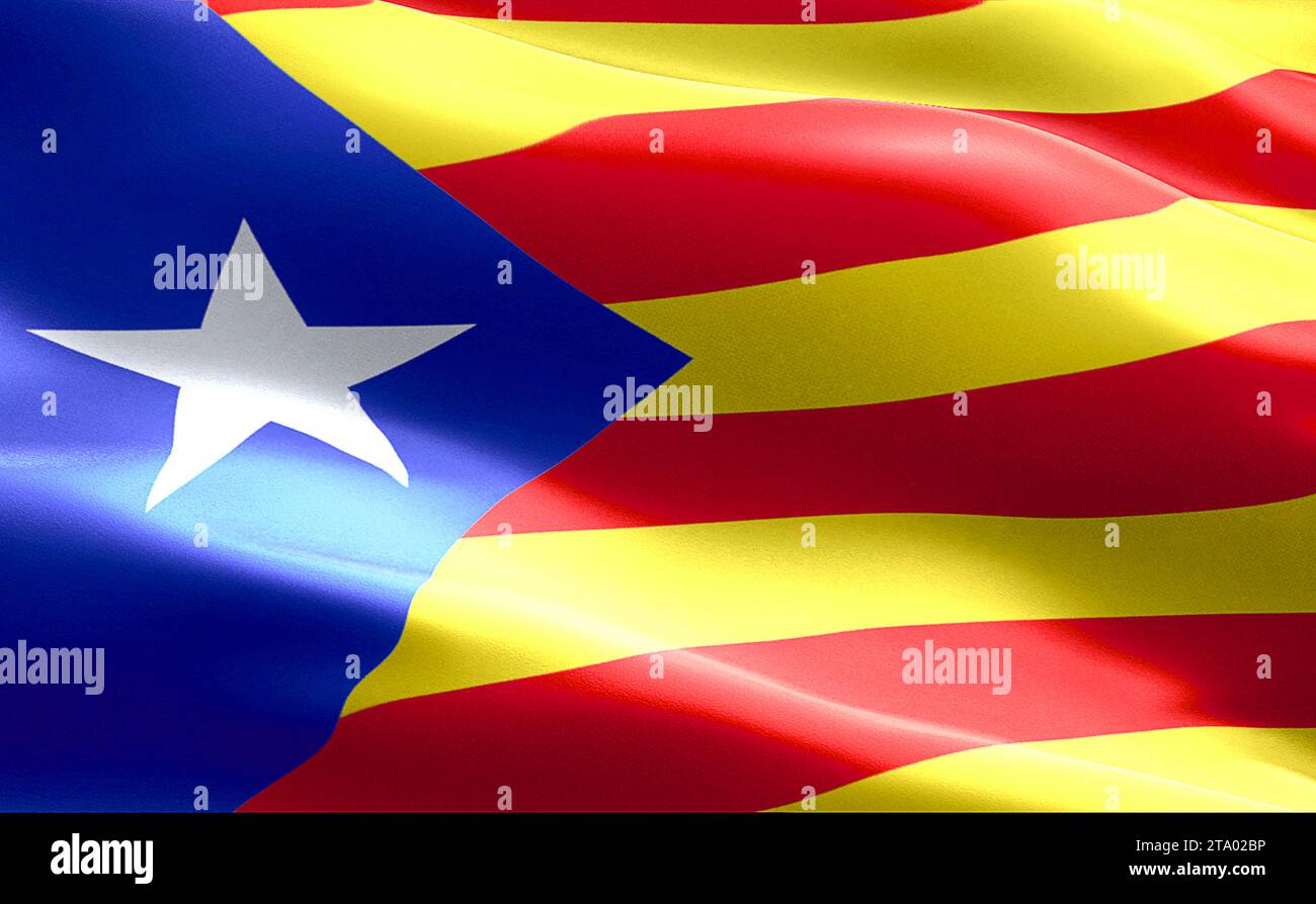 flag of catalonia yellow and red strip with star waving texture fabric ...