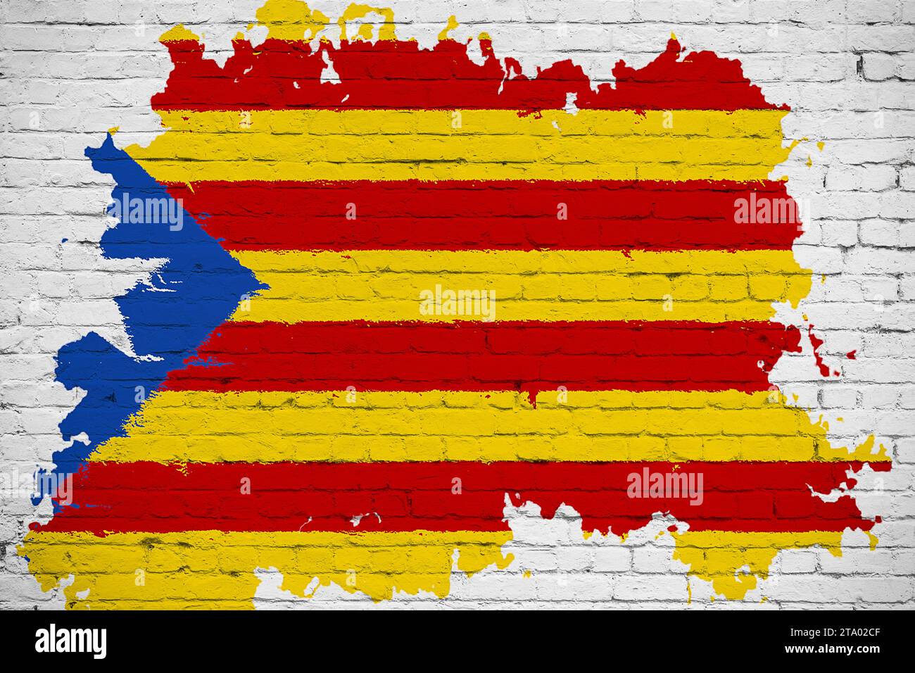 flag of catalonia yellow, red stripe and star with watercolor splash ...