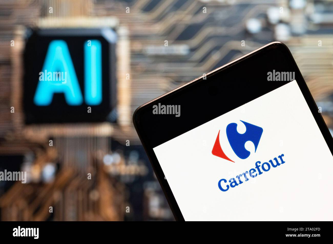 In this photo illustration, the French multinational supermarket chain ...