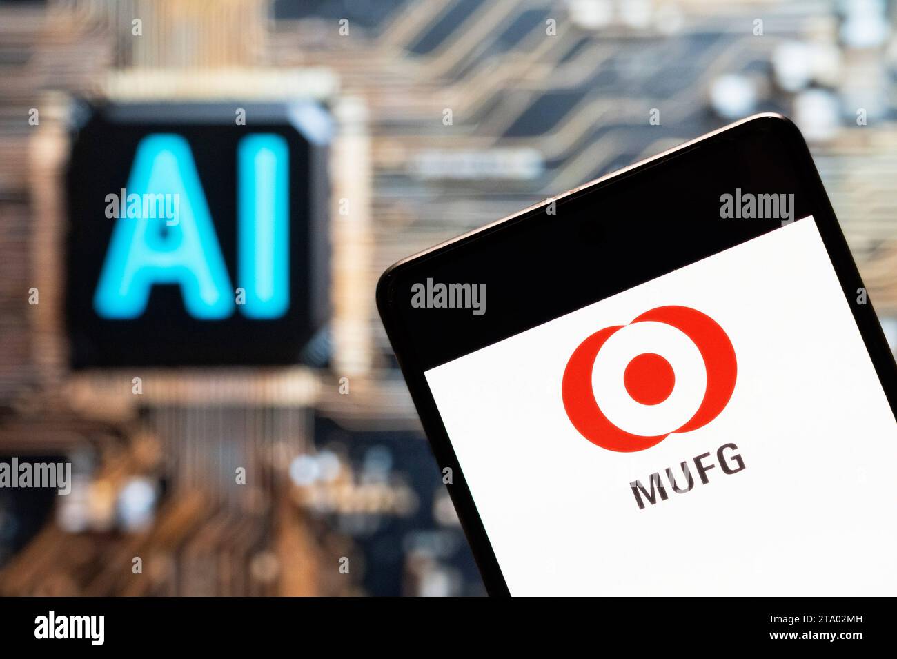 In this photo illustration, the Japanese bank Mitsubishi UFJ Financial Group MUFG Bank logo seen ...