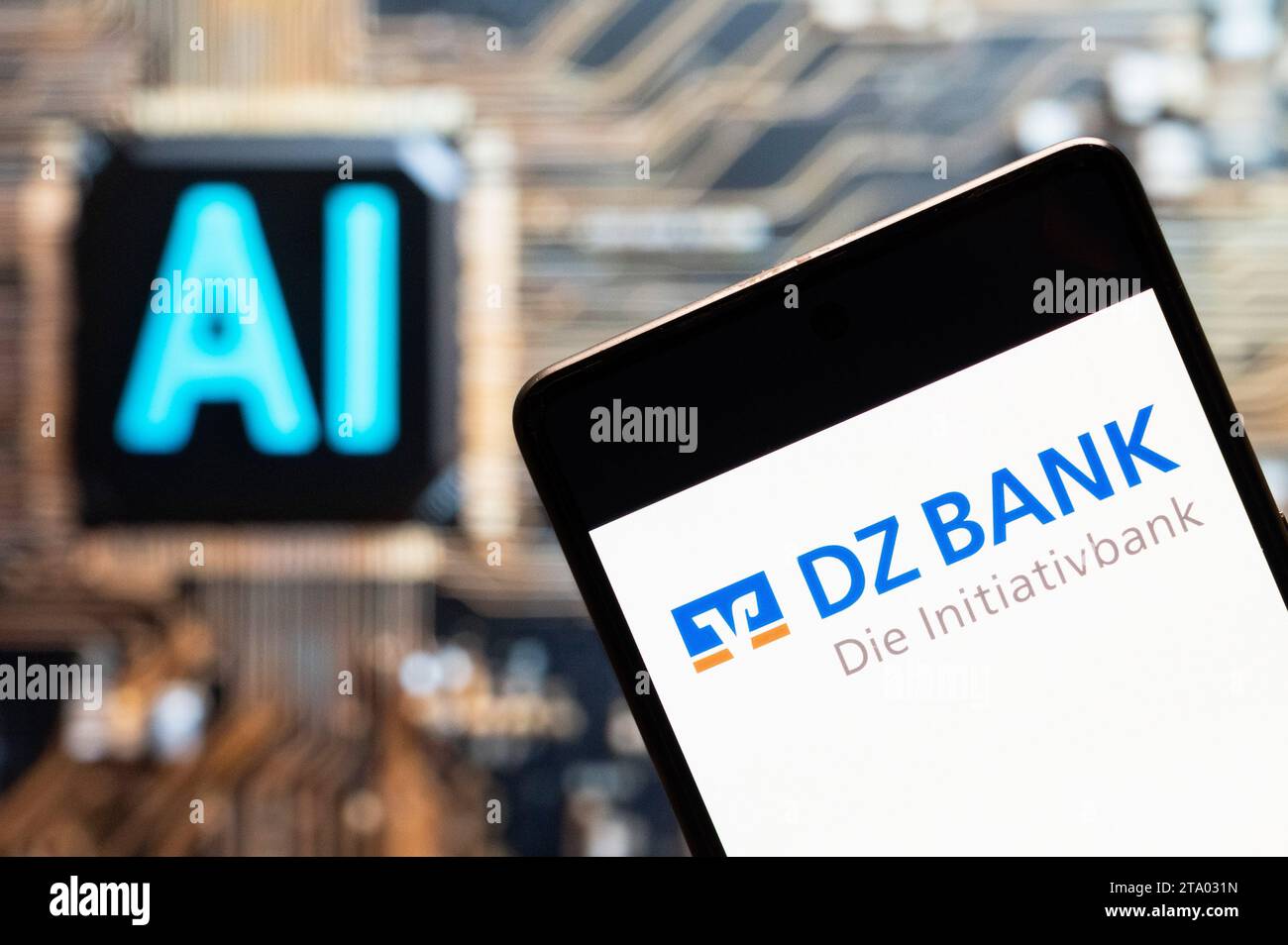 In this photo illustration, the German multinational banking and ...