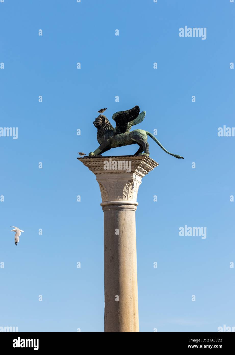 A sculpture of Chimera placed on a tall column located in Piazzetta San ...