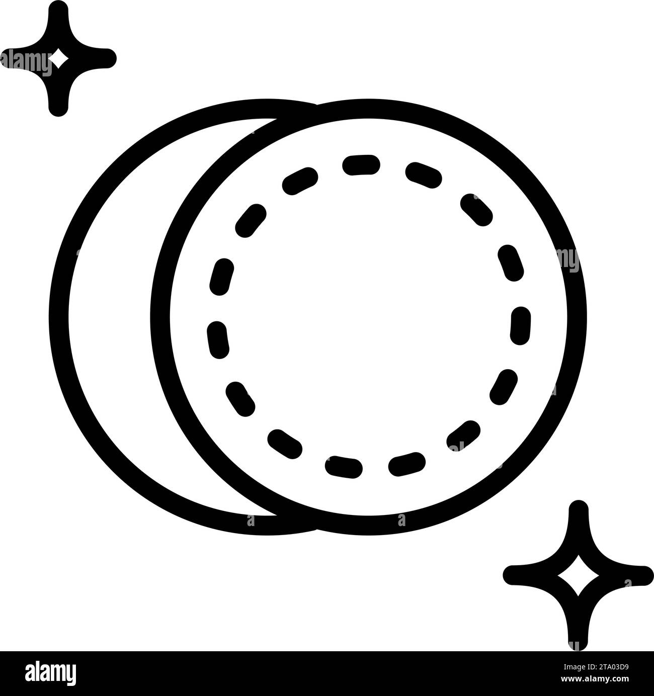 Cotton pads line icon. Round Cotton Pads outline vector icon. Cotton sponges icon. Makeup ...