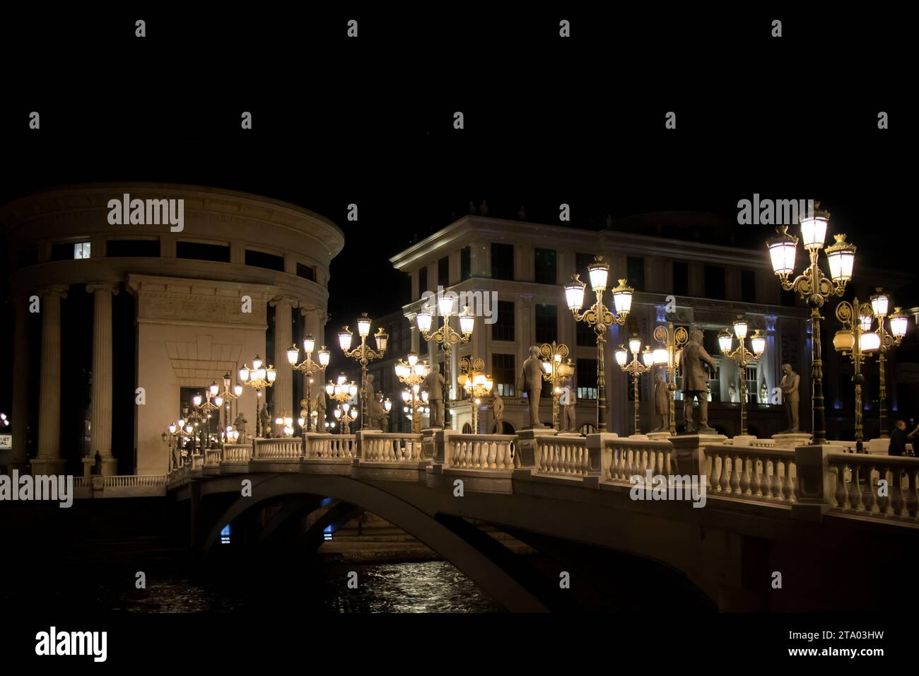 Eye Bridge at night, downtown Skopje, Macedonia Stock Photo - Alamy