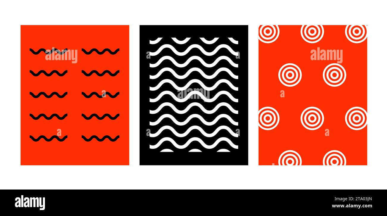 Brutalist posters set with seamless patterns of abstract geometric ...
