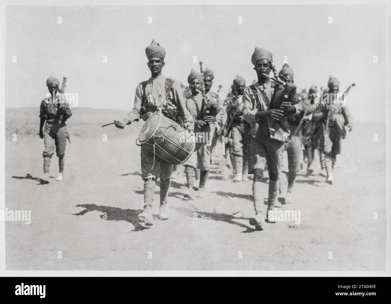 WW1 World War I - Indian troops playing their bagpipes on the way to ...