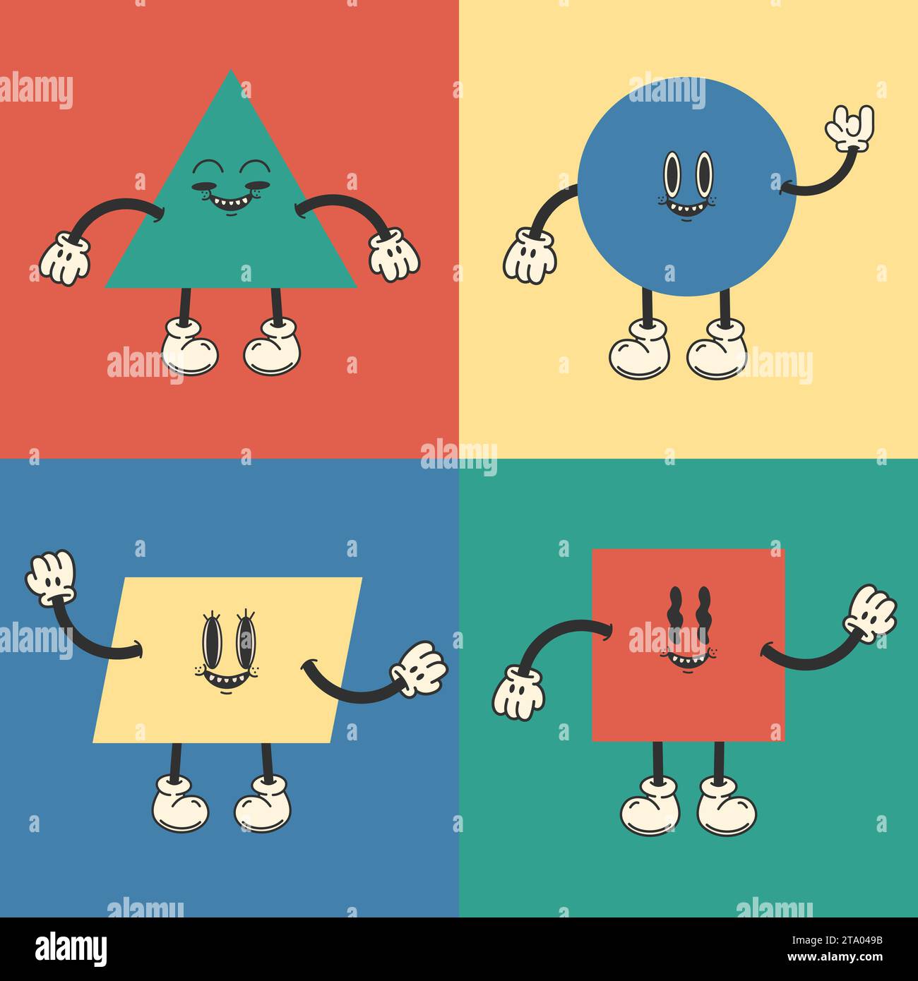 Geometric shapes cartoon retro style pattern,print Stock Vector Image ...