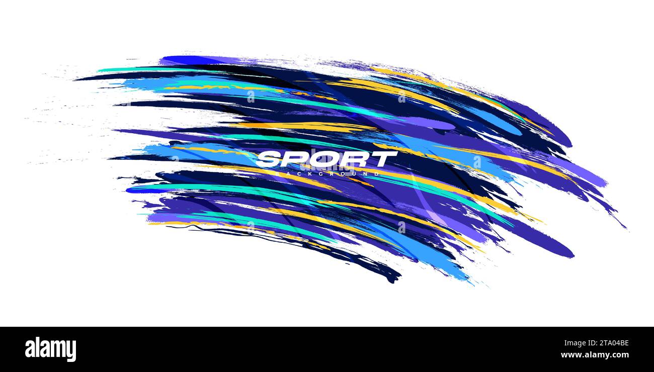 Sport Grunge Banner with Colorful Brushstroke Illustration and Halftone ...