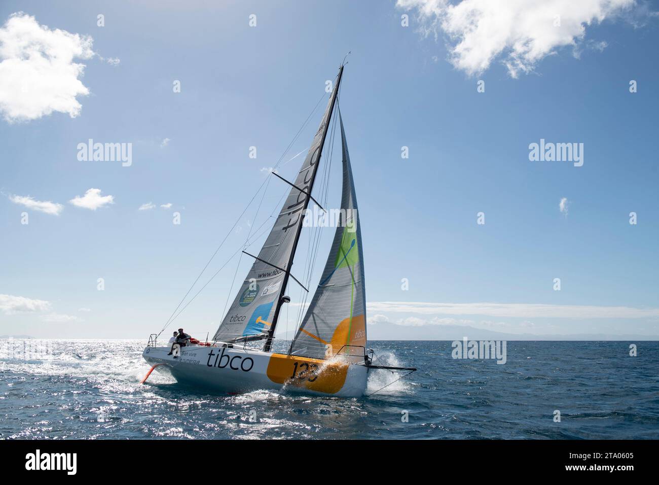 Loïc Fequet (Tibco) at the start of the Defi Atlantique 2019, Class 40 ...