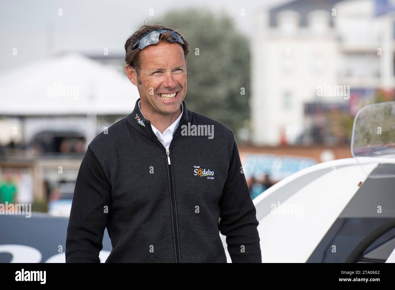 Thomas Coville during the Baptism of the Ultim Sodebo 3, skipper Thomas ...