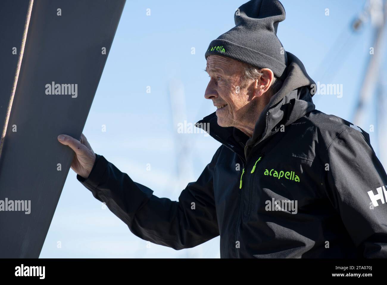 Mike Birch (winner of the 1st édition Route du Rhum in 1978) during the ...
