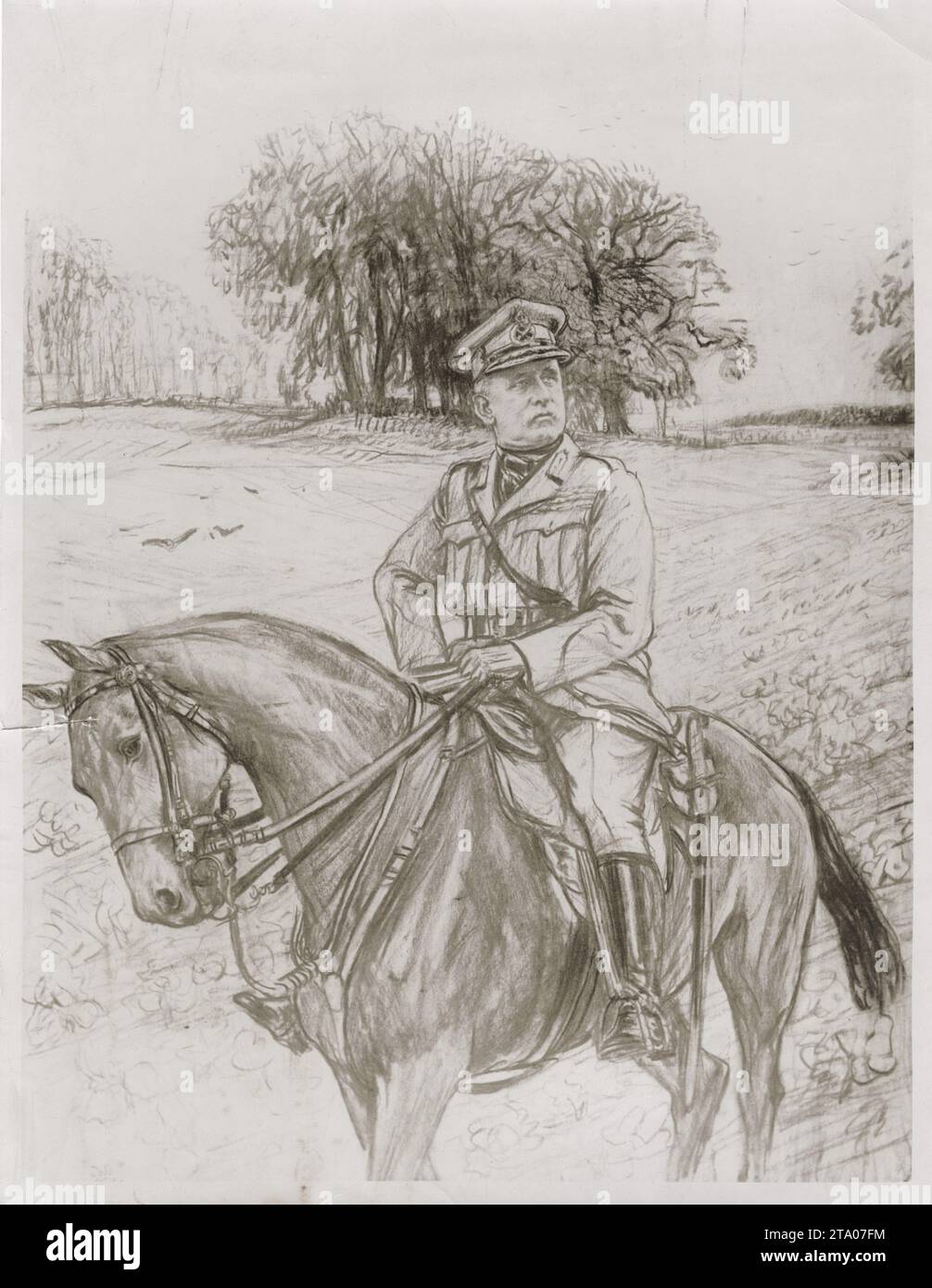WW1 World War I - Drawing by Francis Dodd of Field Marshal Lord French ...
