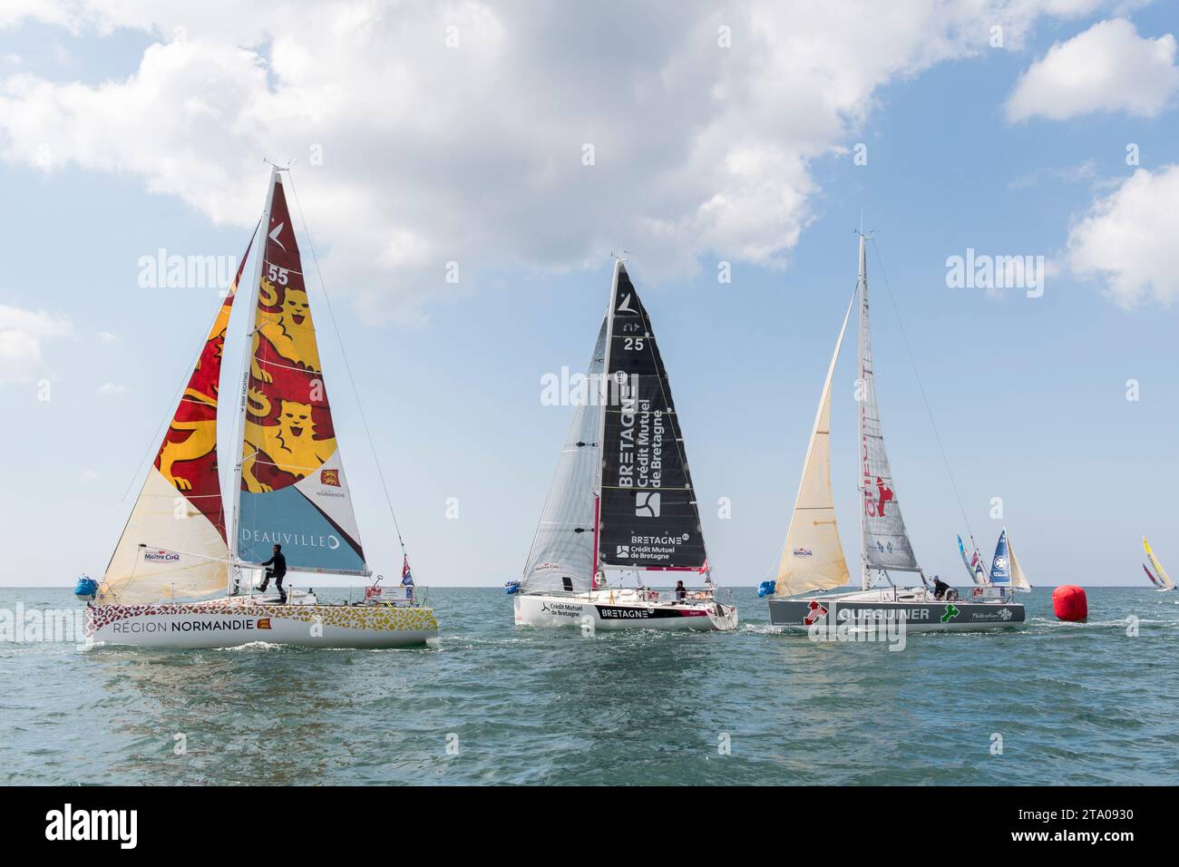 Fleet during the monohull sailing race Solo Maitre Coq off Les Sables d ...
