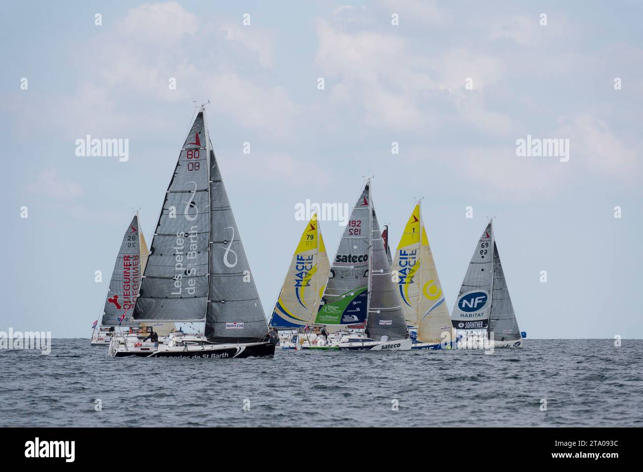 Fleet during the monohull sailing race Solo Maitre Coq off Les Sables d ...