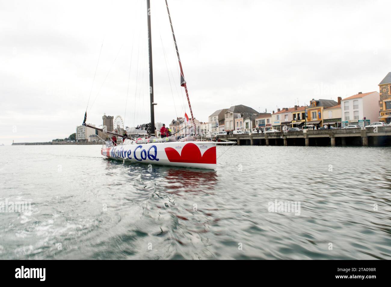 Maitre Coq, skipper Jeremie Beyou (FRA), arrives in Port Olonna for the ...