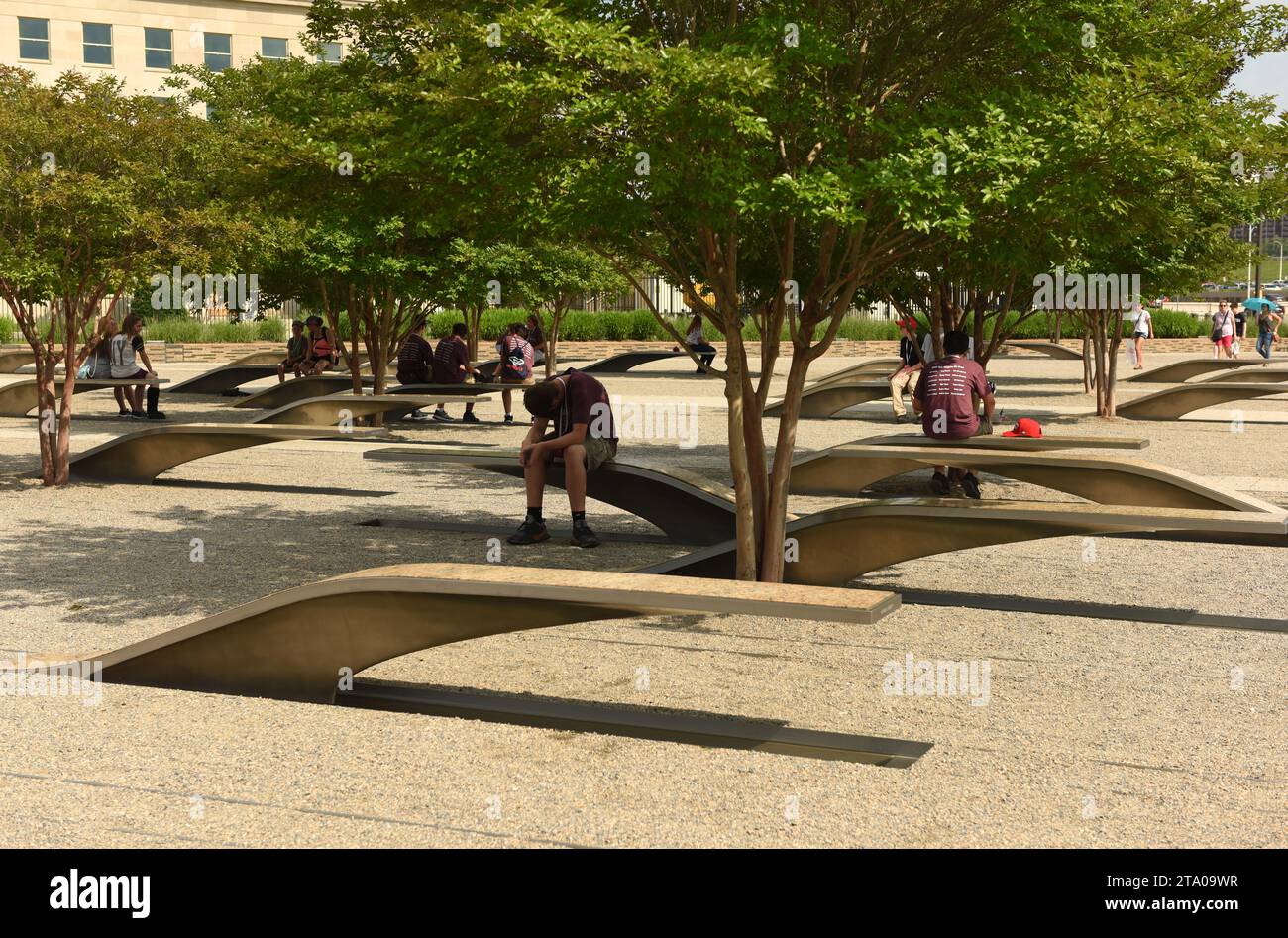 Washington, DC - June 01, 2018: People in the Pentagon Memorial ...