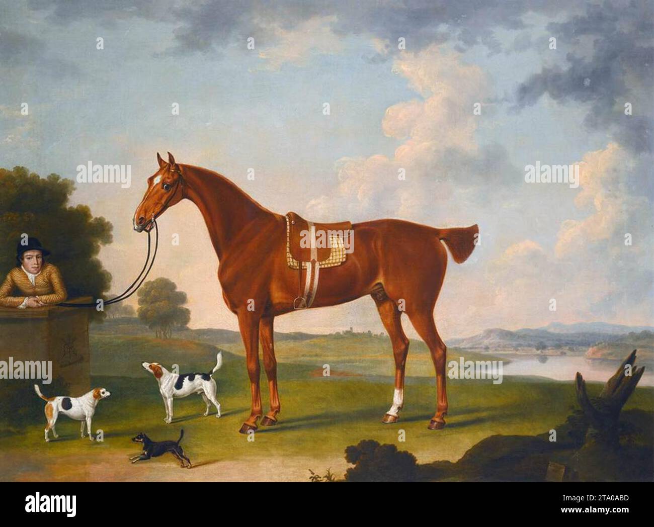 Chestnut Hunter with a Groom 1770 by Thomas Stringer Stock Photo - Alamy