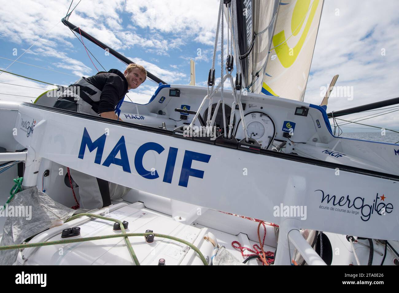 French skipper Francois Gabart onboard the IMOCA MACIF training for the ...
