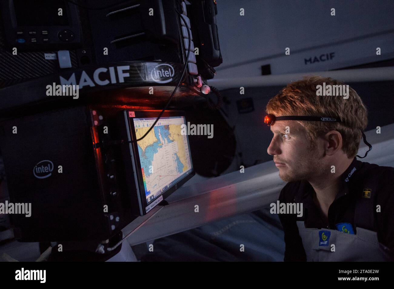 French skipper Francois Gabart onboard the IMOCA MACIF training for the ...