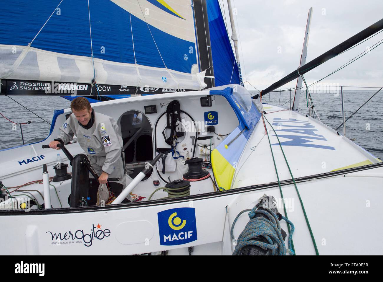 French skipper Francois Gabart onboard the IMOCA MACIF training for the ...