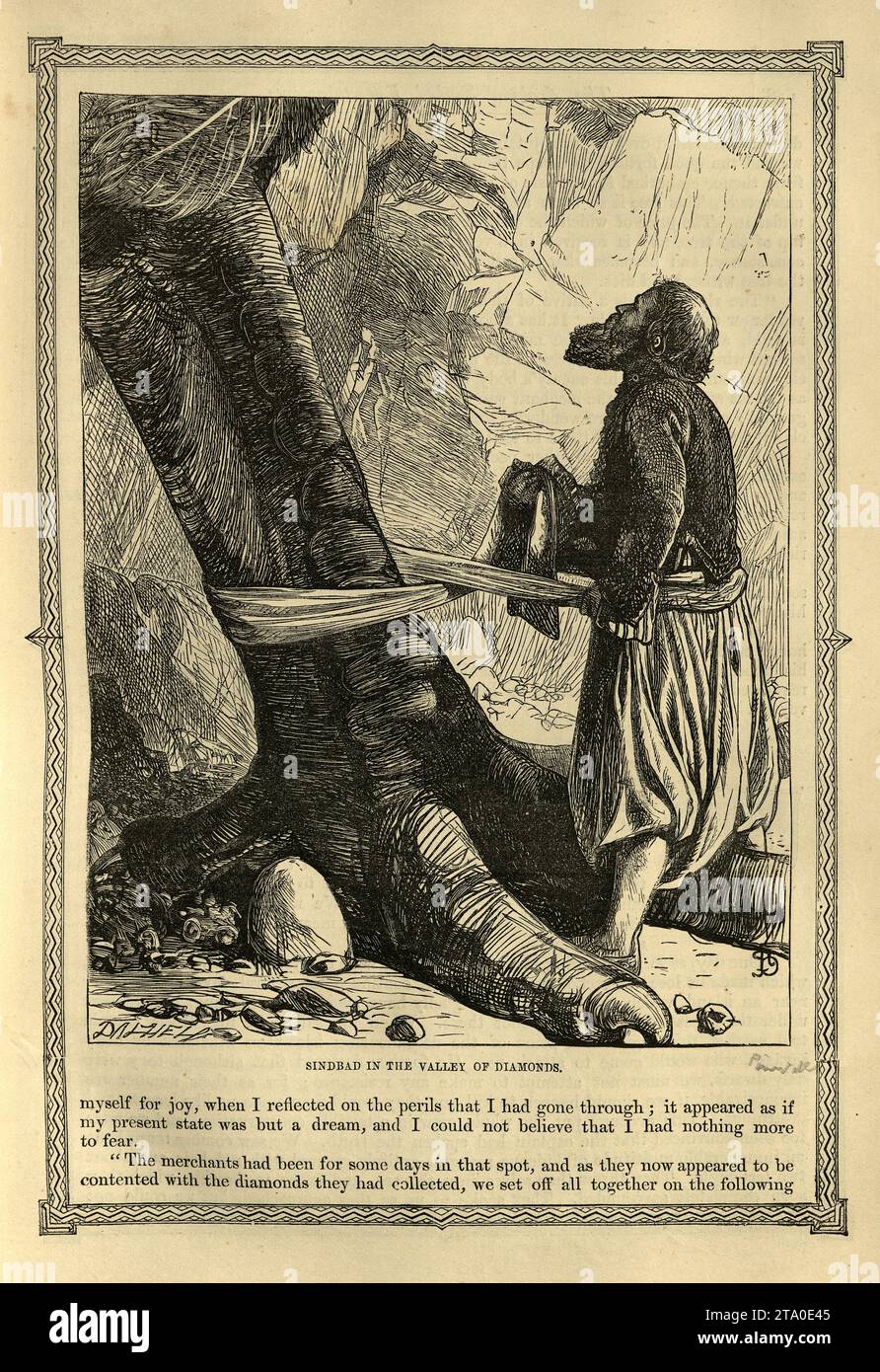 Vintage illustration One Thousand and One Nights, Sinbad the Sailor in ...