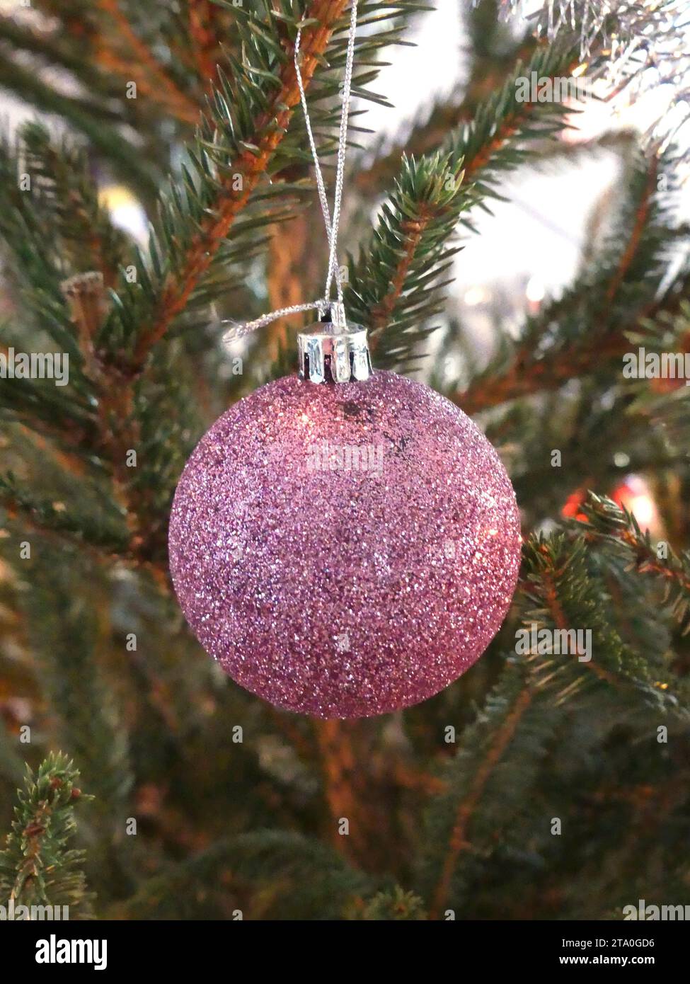 Pink Christmas tree ball Stock Photo - Alamy